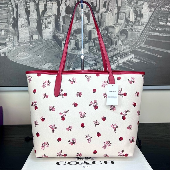 Coach | Bags | Coach Floral White Chalk Tote Shoulder Bag Purse Floral ...